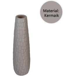 Gilde Bodenvase &raquo;Brick&laquo; Keramik, matt, dekorative Riemchen-Struktur, 57 cm hoch grau