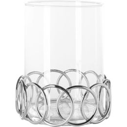 Fink Windlicht &raquo;JUWEL&laquo; Kerzenhalter aus Edelstahl mit Glaseinsatz, H&ouml;he ca. 28, 50 cm silberfarben