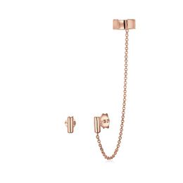 Elli Paar Ohrstecker »Earcuff Klemme Asymmetrisch Minimal Geo 925 Silber« Rosegold onesize Asymmetrische Ohrringe für Frauen