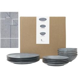 Broste Copenhagen Geschirr-Set &raquo;Nordic Sea, inklusive Geschirrtuch Set&laquo; Beliebte Geschirr Sets Exclusiv mit Geschenk blau Keramik