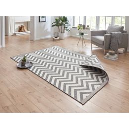 NORTHRUGS Teppich »Palma Wendeteppich« rechteckig 5 mm Höhe In-& Outdoor, Wetterfest, Balkon, Läufer, Wohnzimmer, Wasserfest grau Obermaterial:...