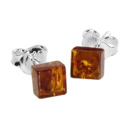 OSTSEE-SCHMUCK Paar Ohrstecker &raquo;Ohrstecker Klassisch 5 x 5 mm&laquo; 5 x 5 mm Sch&ouml;ne Ohrstecker mit 5x5 mm gro&szlig;en Bernsteinen