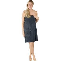 WEWO-Fashion WEWO FASHION Kilt »9534« 1 Stk. tlg., Saunakilt für Damen, mit Klettverschluss & Stickerei Sauna anthrazit Länge: 75 cm schlingenfester Damen...