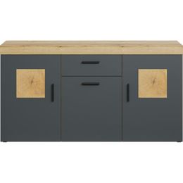 Home Affaire Sideboard »Ghent« Packung, 1 Stk. tlg. Sideboard mit 3 Türen & 1 Schublade - (B/T/H) 160/42/86 cm Eiche mit Anthrazit Dieses...