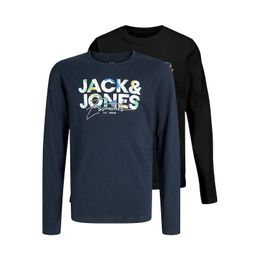 Jack & Jones JACK & JONES JUNIOR T-Shirt »JJGEPLAS TEE LS CREW NECK 2PK MP JNR« Packung, 2 Stk. tlg. Sky Captain Pack:W. SkyCap(Big)+Black(Big) 152 152 T-Shirt...