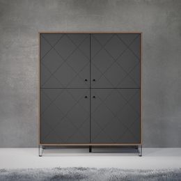 Places of Style Highboard »Molveno« 1 Stk. tlg. Highboard mit 4 Türen & Soft-Close - (B/T/H) 123/40/136 cm Eiche Kraft Gold Melamin/Graphite...