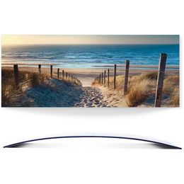 Artland Wandbild &raquo;Weg zum Nordseestrand Sonnenuntergang&laquo; Strand 1 Stk. tlg. 3D Optik gebogen Farbe Bild(er): naturfarben