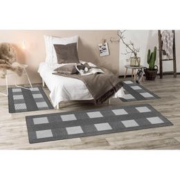 ANDIAMO Bettumrandung &raquo;Dijon, Made in Netherlands&laquo; H&ouml;he 6 mm 3 tlg. modernes Design, Bettvorleger, L&auml;ufer-Set f&uuml;r das Schlafzimmer anthrazit...