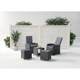 Konifera Gartenlounge-Set »Paris« Set, 2x Sessel, 2x Hocker, 1x Tisch 50x50x51, 5 cm, inkl. Schutzhülle, 9 Stk. tlg. verstellbare Rückenlehne,...