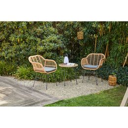 siena GARDEN Balkonset »Tiros« Set, 3 Stk. tlg. natur + natur + anthrazit Bezug: 100% Polyester