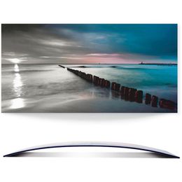 Artland Wandbild »Ostsee mit Sonnenaufgang s/w« Gewässer 1 Stk. tlg. 3D Optik gebogen Farbe Bild(er): blau