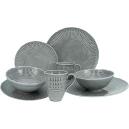 Creatable Kombiservice »Geschirr-Set Sofia« Service, klassisch elegantes Relief, 8 Teile, für 2 Personen grau