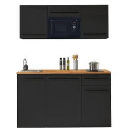BASIC BY BALCULINA Pantryk&uuml;che &raquo;Jazz Singlek&uuml;che&laquo; Breite 160 cm, wahlweise mit E-Ger&auml;ten und Mikrowelle K&uuml;che: schwarz + Korpus: schwarz matt +...