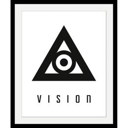 queence Bild »Vision« Motivationsbilder Schriftzug Schriftzüge Schwarz-Weiß HD Premium Poster-Druck inkl. Holzrahmen Farbe Rahmen: schwarz +...