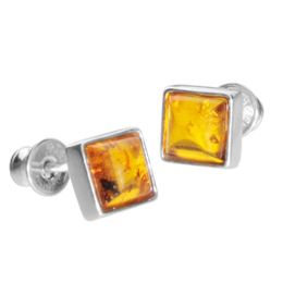 OSTSEE-SCHMUCK Paar Ohrstecker &raquo;Ohrstecker Classic 6 x 6 mm&laquo; 7 x 7 mm Sch&ouml;ne Ohrstecker mit 6 x 6 mm gro&szlig;en Bernsteinen