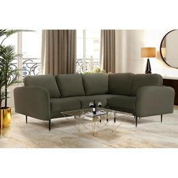 LEONIQUE Ecksofa »Samtoptik« mit losen Rückenkissen und Keder oben auf der Armlehne grau Korpus/Basismaterial: 100% Polyester. Sitzfläche: 100%...