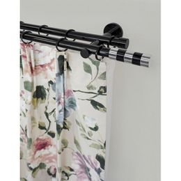Garesa Gardinenstange &raquo;BLACK&laquo; &Oslash; 20 mm 2 l&auml;ufig-l&auml;ufig Wunschma&szlig;l&auml;nge Vorhanggarnitur, verl&auml;ngerbar, Endknopf abgeschr&auml;gt 2-farbig schwarz B/L: 390...