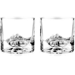 LIITON Whiskyglas »Denali"« dicker Glasboden als Bergmotiv, 2-teilig transparent