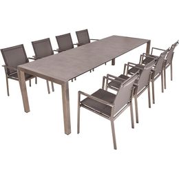 Garden Pleasure Garten-Essgruppe »SIENNA 15« 9 Stk. tlg. grau/silber + Obermaterial: 70% PVC, 30% Polyester