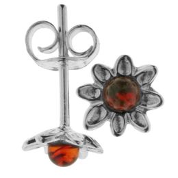 OSTSEE-SCHMUCK Paar Ohrstecker &raquo;Ohrstecker Bl&uuml;te Ohrstecker Bl&uuml;te&laquo; 8 mm rund Sch&ouml;ne Ohrstecker mit 3 mm gro&szlig;en Bernsteinen