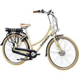 Tretwerk &raquo;Aurora&laquo; 7 Gang Nabenschaltung Frontmotor 250 W im Retro-Stil, Pedelec, Elektrofahrrad f&uuml;r Damen u. Herren beige