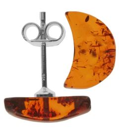 OSTSEE-SCHMUCK Paar Ohrstecker &raquo;Ohrstecker Halbmond Ohrstecker Halbmond&laquo; 11x8mm Sch&ouml;ne Ohrstecker mit ca. 11 x 8 mm gro&szlig;en Bernsteinen