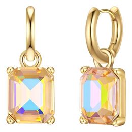YOKOAMII Paar Creolen &raquo;Set: Y526&laquo; mit Glas gelbgold + wei&szlig; 25,9 mm Creolen f&uuml;r Damen