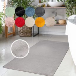 Carpet City Badematte »Topia Mats, Badteppich uni« Höhe 14 mm rutschhemmend beschichtet strapazierfähig Hochflor, Kaninchen Haptik, Polyester,...