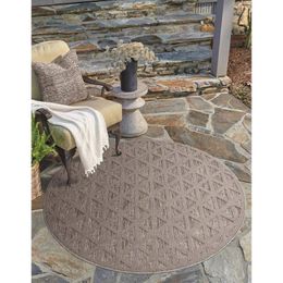 Carpet City Teppich &raquo;In-& Outdoorteppich Santorini 446, 3D-Effekt, Geo-Muster&laquo; rund 5 mm H&ouml;he Wetterfest & UV-best&auml;ndig f&uuml;r Terrasse, Balkon, K&uuml;che, Flur braun 