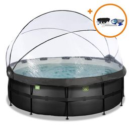 EXIT Framepool »»Black Leather Pool«« mit Sandfilterpumpe und Abdeckung und Zubehörset - schwarz Schwarz Ø/B/H/L: 447 cm x Breite x Höhe 320 cm x...