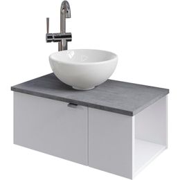 SAPHIR Waschtisch »Serie 6915 Waschschale mit Unterschrank für Gästebad, Gäste WC« Keramik-Aufsatzbecken, Waschtischplatte, Waschtischunterschrank,...
