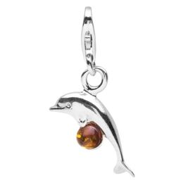 OSTSEE-SCHMUCK Kettenanhänger »Charm-Einhänger Delphin Charm-Einhänger Delphin« (1 Stk. tlg.) 28x15mm Interessanter Charm-Einhänger aus Silber 925/000