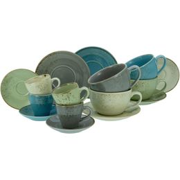 Creatable Tasse »Tassen Set NATURE COLLECTION« Bistrotassen, 4 Cappuccinotassen, 4 Espressotassen, je mit Untertassen bunt