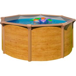 KWAD Rundpool &raquo;Green line Evolution&laquo; 4, 6x1, 32 wood Folie in blau, sand oder grau erh&auml;ltlich wood, Innenfarbe: grau &Oslash;/B/H/L: 460 cm x Breite x...