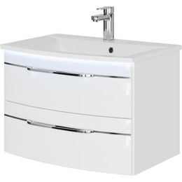 SAPHIR Waschtisch »Serie 7045 Mineralmarmor-Waschtisch und Unterschrank, 71, 5 cm breit« Weiß Hochglanz