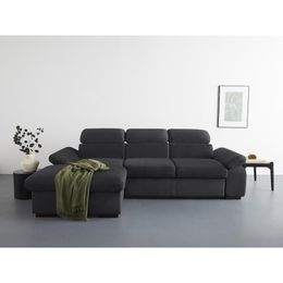 COTTA Ecksofa »Lola L-Form mit Kopfteilfunktion & Hocker« wahlweise mit Bettfunktion, Bettkasten & Armteilverstellung Black