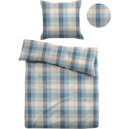 Tom Tailor HOME Bettwäsche »Bent« 3 Stk. tlg. warme Flanell (Biber) Qualität, kariert - made in Germany indigo blue Obermaterial: 100% Baumwolle...