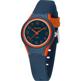SINAR Quarzuhr Armbanduhr, Kinderuhr Jungen, M&auml;dchen, Geschenkidee, bis 10 bar wasserd. blau-orange Schicke Kinderarmbanduhr