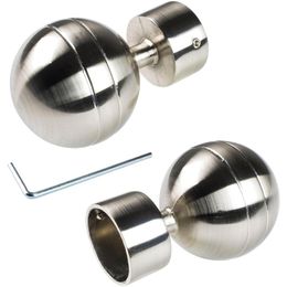 Liedeco Gardinenstangen-Endst&uuml;ck &raquo;Kugel&laquo; f&uuml;r Gardinenstange &Oslash; 28 mm silber