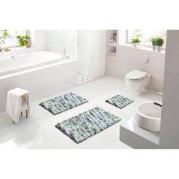LINEA DUE Badematte »Punto« Höhe 20 mm rutschhemmend beschichtet fußbodenheizungsgeeignet silberfarben, lime Obermaterial: 65% Polyester, 35%...