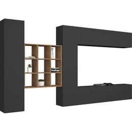 Inosign Wohnwand »Maruska« 1 Stk. tlg. anthrazit/anthrazit 0 Set besteht aus 1 Vitrine, 1 Lowboard, 1 Highboard und 2 Wandregalen