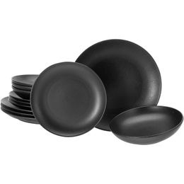 Creatable Tafelservice »Magic Black Coupe« matte Spezialglasur mit glänzenden Sprenkeln Schwarz