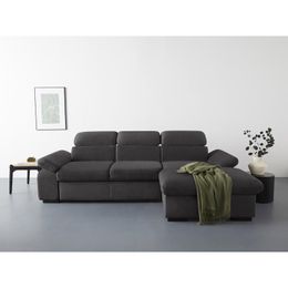 COTTA Ecksofa »Lola L-Form mit Kopfteilfunktion & Hocker« wahlweise mit Bettfunktion, Bettkasten & Armteilverstellung Mud