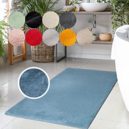 Carpet City Badematte »Topia Mats, Badteppich uni« Höhe 14 mm rutschhemmend beschichtet strapazierfähig Hochflor, Kaninchen Haptik, Polyester,...
