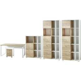 Germania B&uuml;rom&ouml;bel-Set &raquo;GW-Lioni&laquo; Set, 5 Stk. tlg. wei&szlig; Holzwerkstoff, Metall
