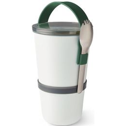 BLACK+BLUM Lunchbox Set, 1 Stk. tlg. 2-in-1, mit Tragegurt und G&ouml;ffel (Gabel-L&ouml;ffel-Kombination), 900 ml Olive