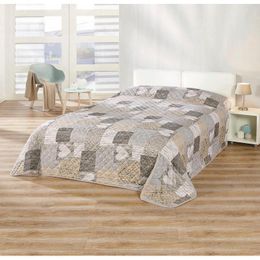 Delindo Lifestyle Tagesdecke »Herzen« Tagesdecke in Patchwork-Optik mit Herzen, OEKO-TEX zertifiziert braun Obermaterial: 100% Polyester B/L: 220...