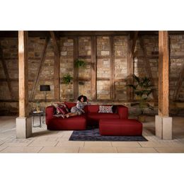W.Schillig Ecksofa »around-the-block« inklusive Hocker, mit eleganter Biese, mit Federkern ruby red Z59