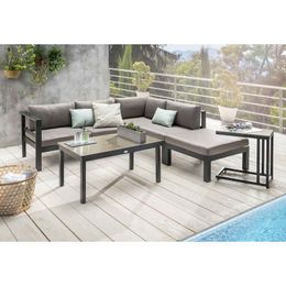 Destiny Gartenlounge-Set »ARENAL« 2x Schenkel, 1x Tisch, 1x Beistelltisch, 1x Hocker, inkl. Auflagen, 15 Stk. tlg. Aluminium anthrazit +...