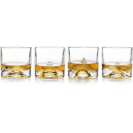 LIITON Whiskyglas »The Peaks« dicker Glasboden als Bergmotiv, 4-teilig transparent